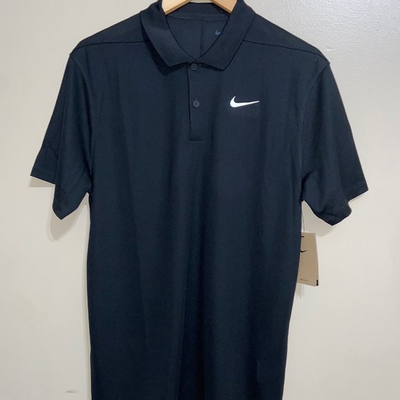 Nike | Shirts | Nike Mens Court Black Tennis Golf Pique Drifit Polo ...